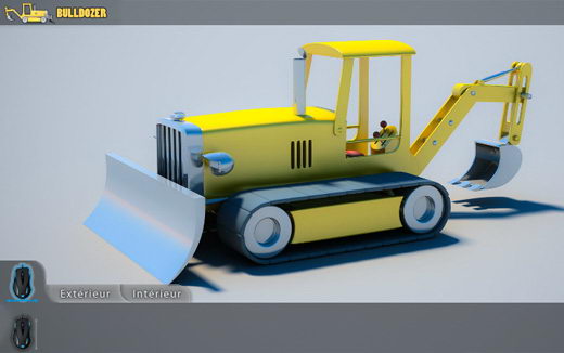 Visite virtuelle d'un bulldozer réalisé en 3D